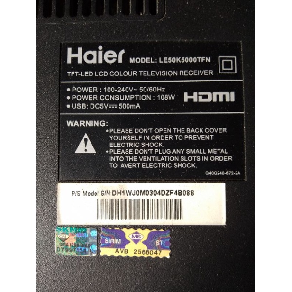 HAIER TV LED ( LE50K500TFN ) | Shopee Malaysia