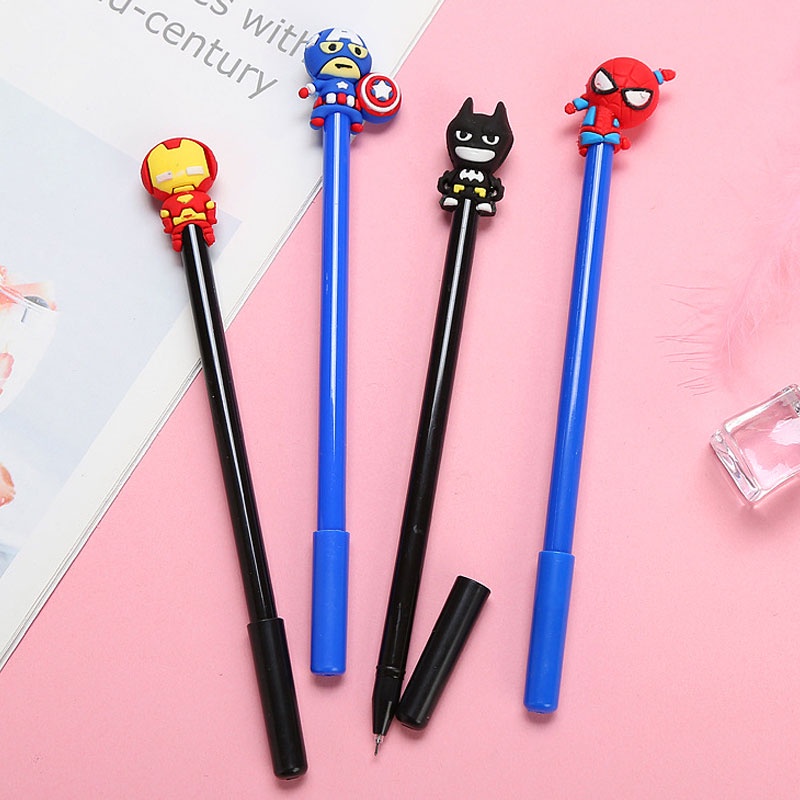 Superhero 0.5mm Ball Pen Black Ink Iron man Batman Captain America ...