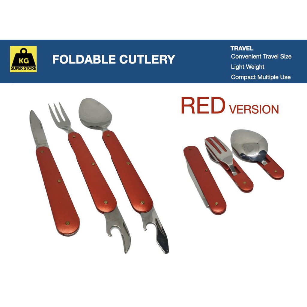 Foldable Cutlery Utensils Multi Tool Camping Portable Travelling Fork ...