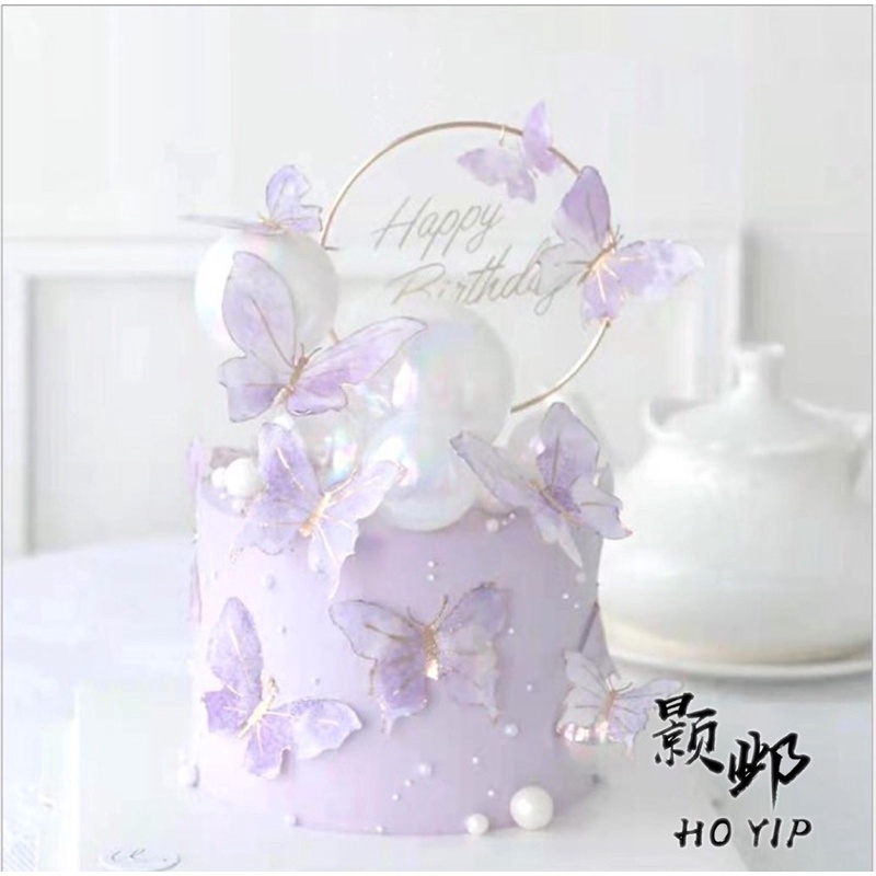 Butterfly Cake Topper Decoration Set (6pcs) Pink Purple Butterflies ...