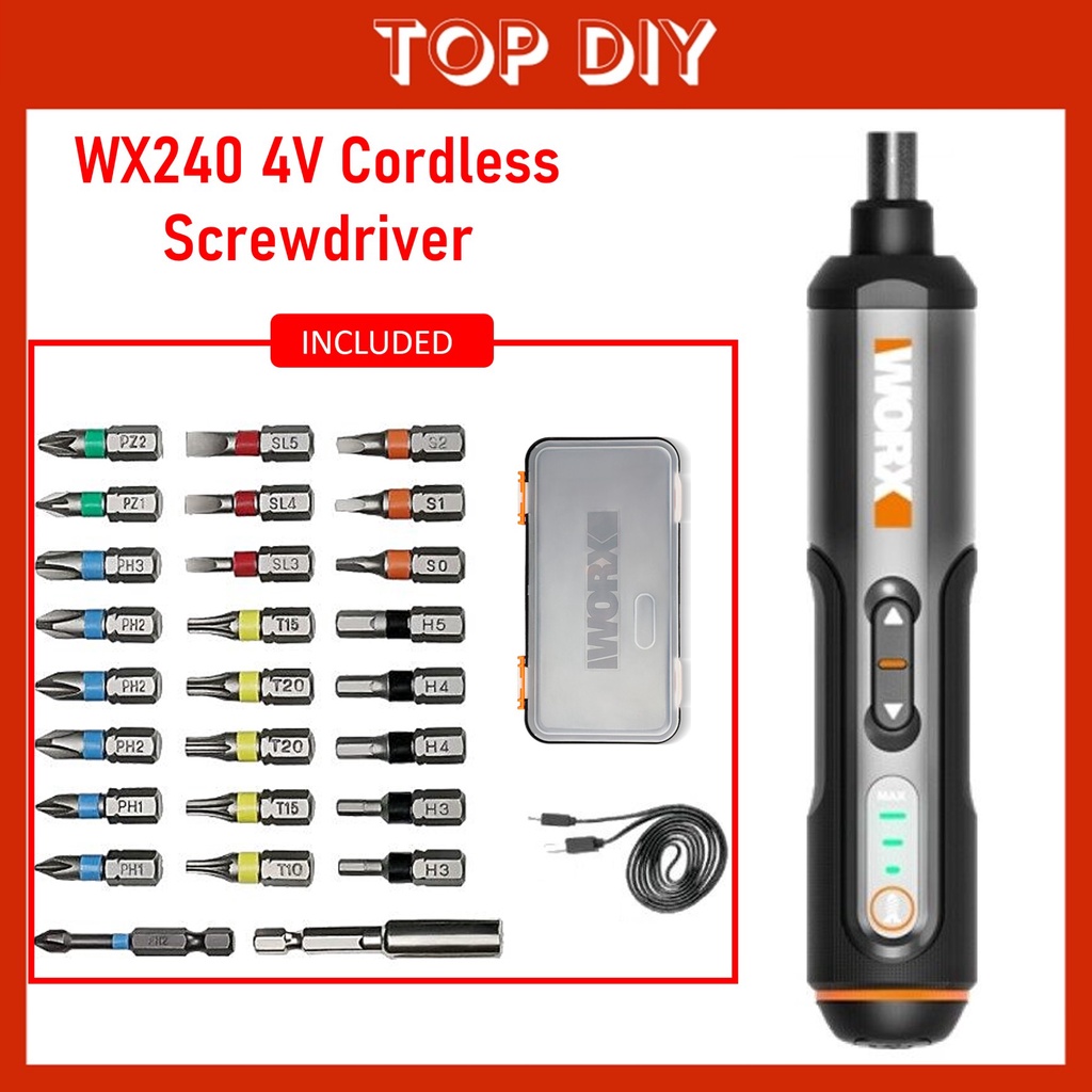 WORX WX240 4V Cordless Screwdriver WX106 Rotary Tool /Grinding Machine 28000RPM Rechargeable ...
