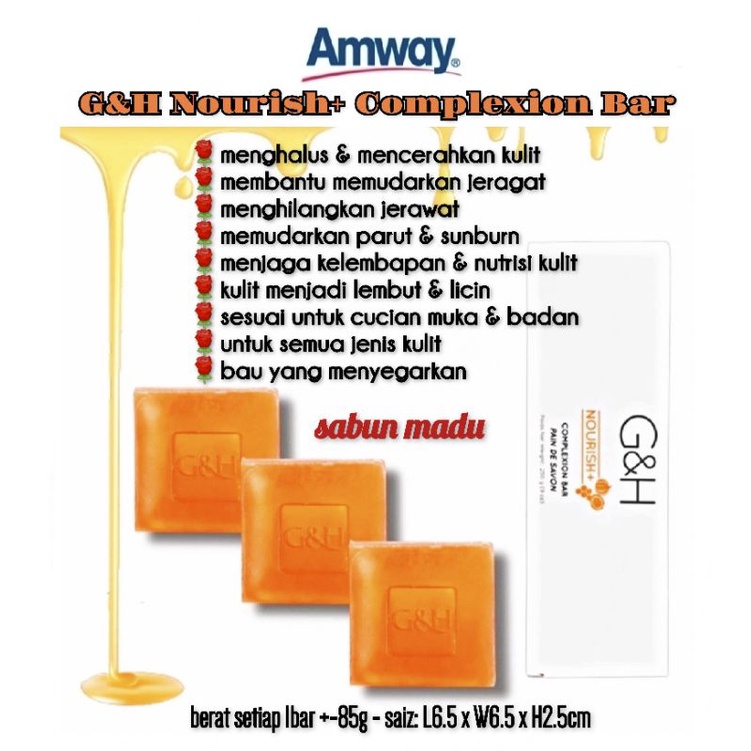 AMWAY | G&H NOURISH+ COMPLEXION BAR | Sabun Madu Viral | Honey Soap ...