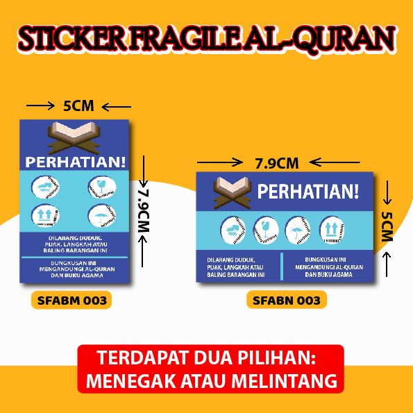 🔥READYSTOCK 🔥 [BUY 10 + 2] STICKER FRAGILE AL-QURAN BIRU /AL QURAN ...