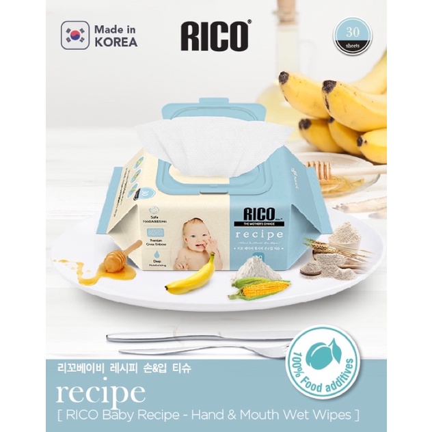 RICO Recipe Hand & Mouth Baby Wet Wipes (30sheets) | Shopee Malaysia