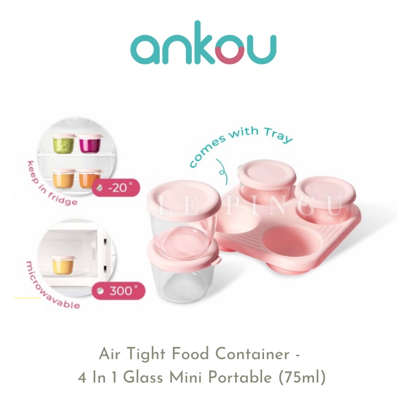 ANKOU Air Tight Food Container - 4 In 1 Glass Mini Portable (75ml ...