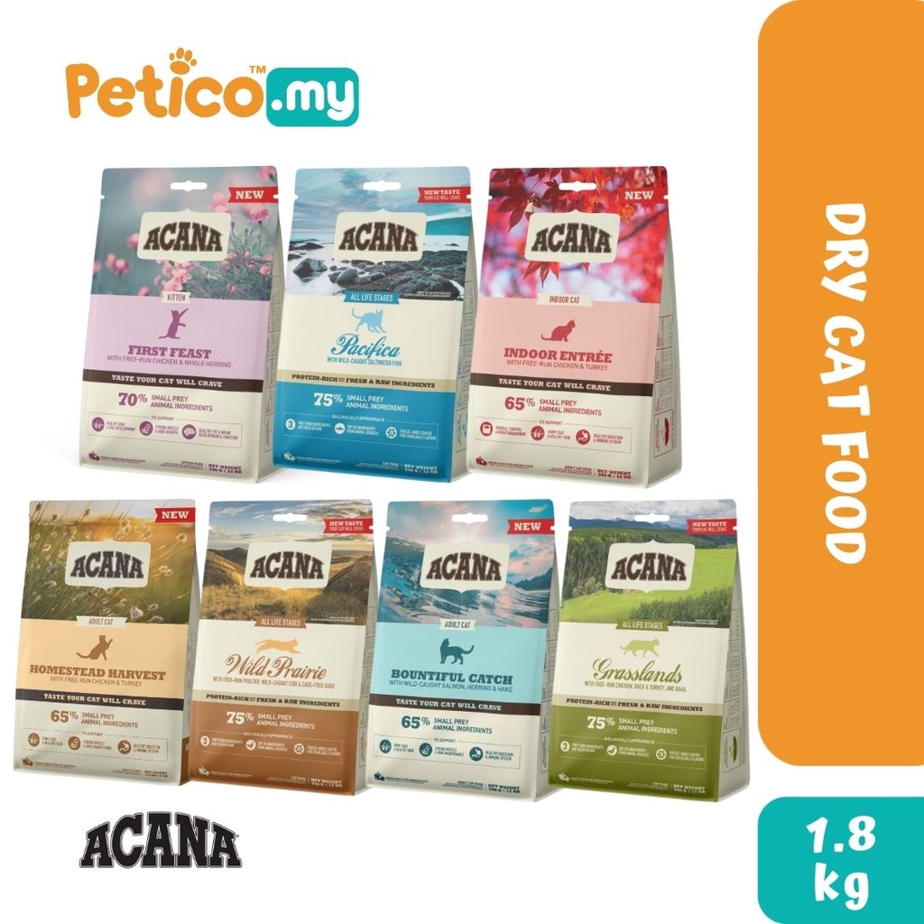 Acana 1.8KG Adult/ Kitten Dry Cat Food (Bountiful/ First Feast/ Grasslands/ Harvest/ Indoor ...