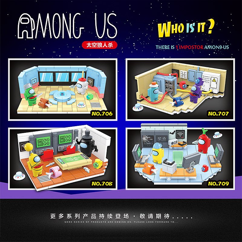 BKM072 Among Us Building Blocks 706 / 707 / 708 /709 Werewolf Kill Game ...