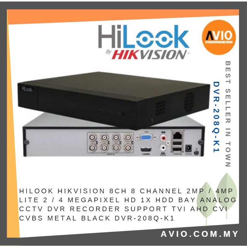 Hilook Hikvision 8ch 8 Channel 2MP 4MP Lite HD 1x HDD Bay Analog CCTV DVR Recorder DVR-208Q-K1(C ...