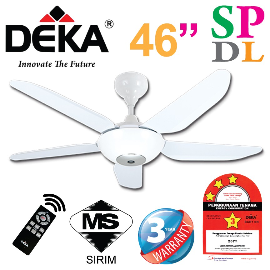 Deka 6N 46” 3 Speed Ceiling Fan with Remote 5 Blade | Shopee Malaysia