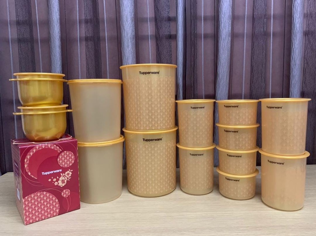 Tupperware Airtight One Touch Canister 1.25L Tupperware Golden Touch Canister 1.25L bekal Kedap ...