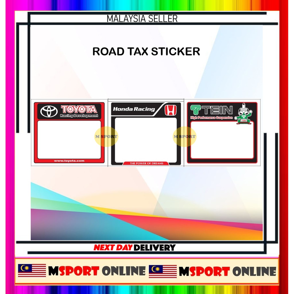 Car Road Tax Roadtax Sticker TOYOTA HONDA RACING TEIN | Shopee Malaysia