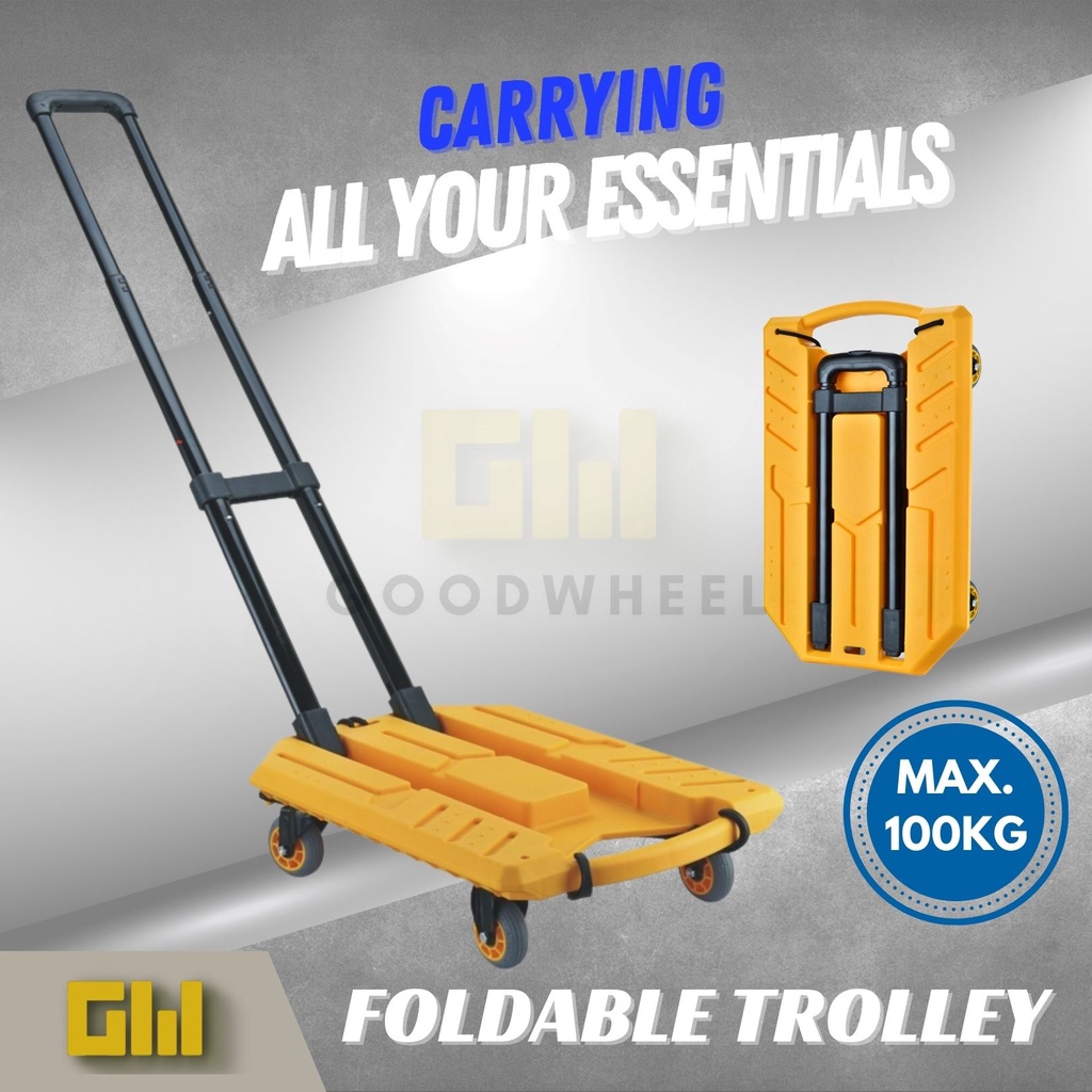 GOODWHEEL 100kg Compact Flatbed Platform Portable Foldable 4 Wheels ...