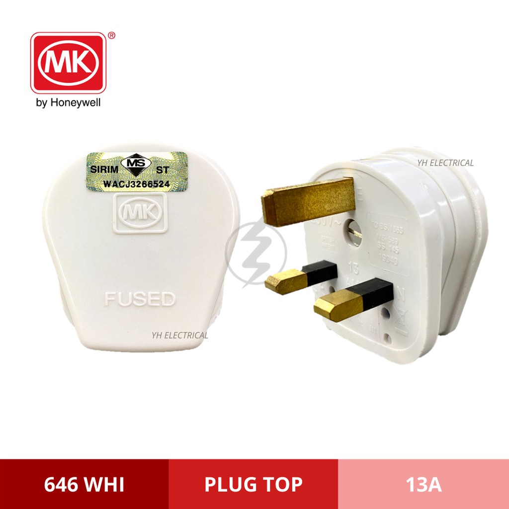 MK 646 13A Heavy Duty 3 PIN Bakelite PLUG TOP (White) | Shopee Malaysia