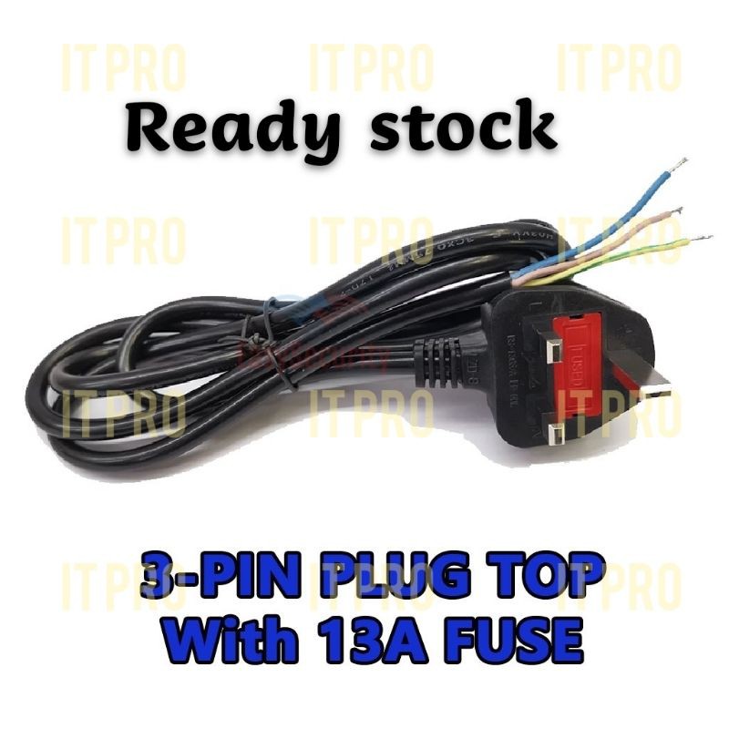PRO🏠 Power Supply 3 PIN Plug Top with 3 core Cable UK PLUG with Fuse ...