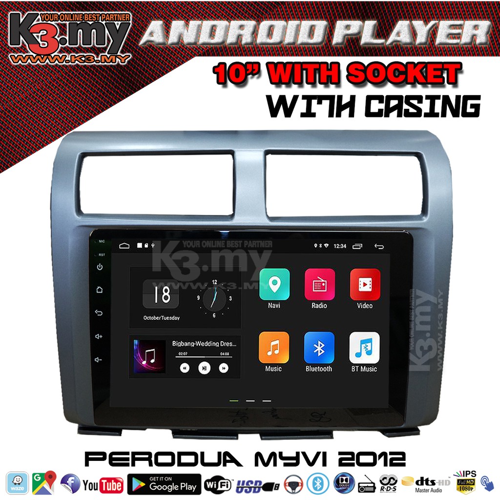 Perodua Myvi Lagi Best 2012-2014 10.1'' 1+16G Wifi Android Player With ...