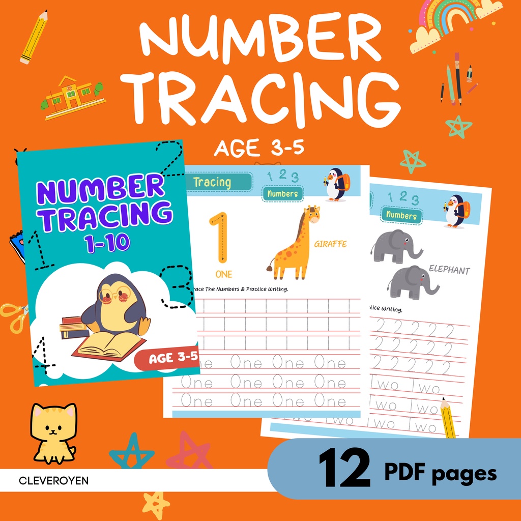 [PDF] CLEVEROYEN Number Tracing Book 1-10, Buku Belajar Menulis Nombor ...