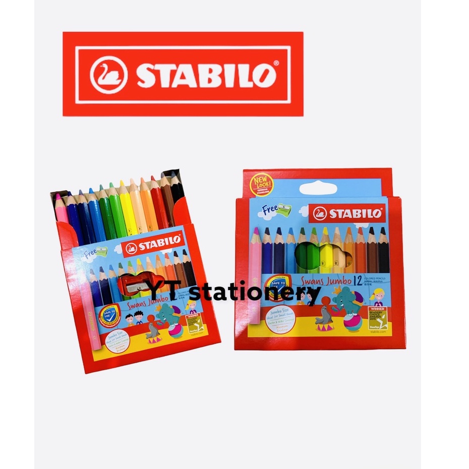 STABILO JUMBO COLOUR PENCIL 12S / 12L / 18L / 24L [1873J] (READY STOCK ...