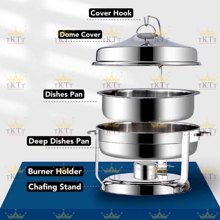 TKTT 42cm Hanging Bell Dome Chafing Dish Buffet Serving Golden Bell ...
