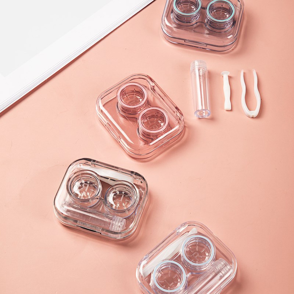 CK Mini Contact Lens Case Clear Travel Box with Tweezers Stick Solution ...
