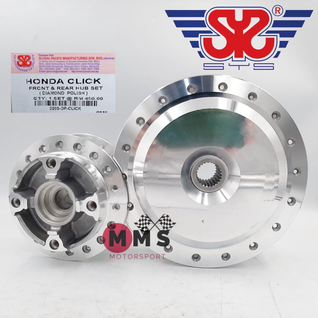 SYS Front Rear Hub Honda Click Set Diamond Polish | Shopee Malaysia