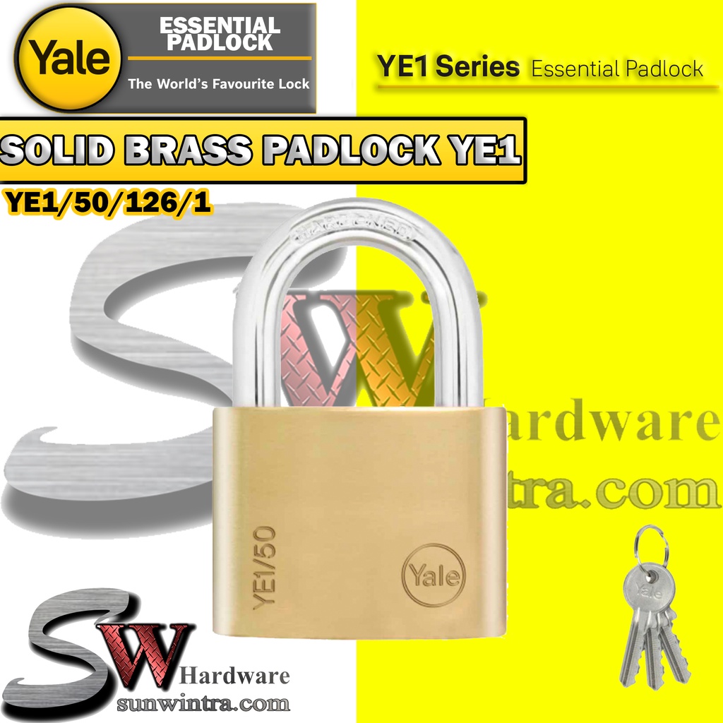 [Original] Yale 50MM YE1/50/126 Essential Series Solid Brass Padlock ...