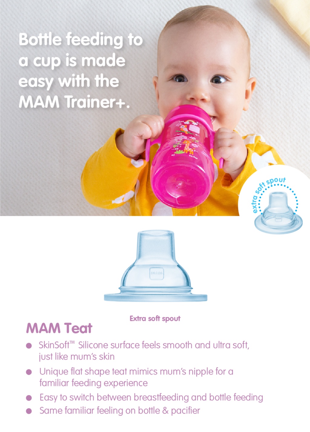 MAM Trainer+ (220ml) Baby Cup Suitable from 4+ Months Trainer Cup for ...