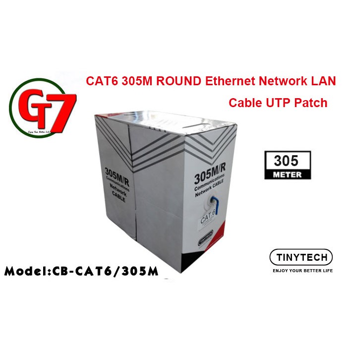 TINYTECH 1000FT / 305M CAT6 305M ROUND Ethernet Network LAN Cable UTP ...
