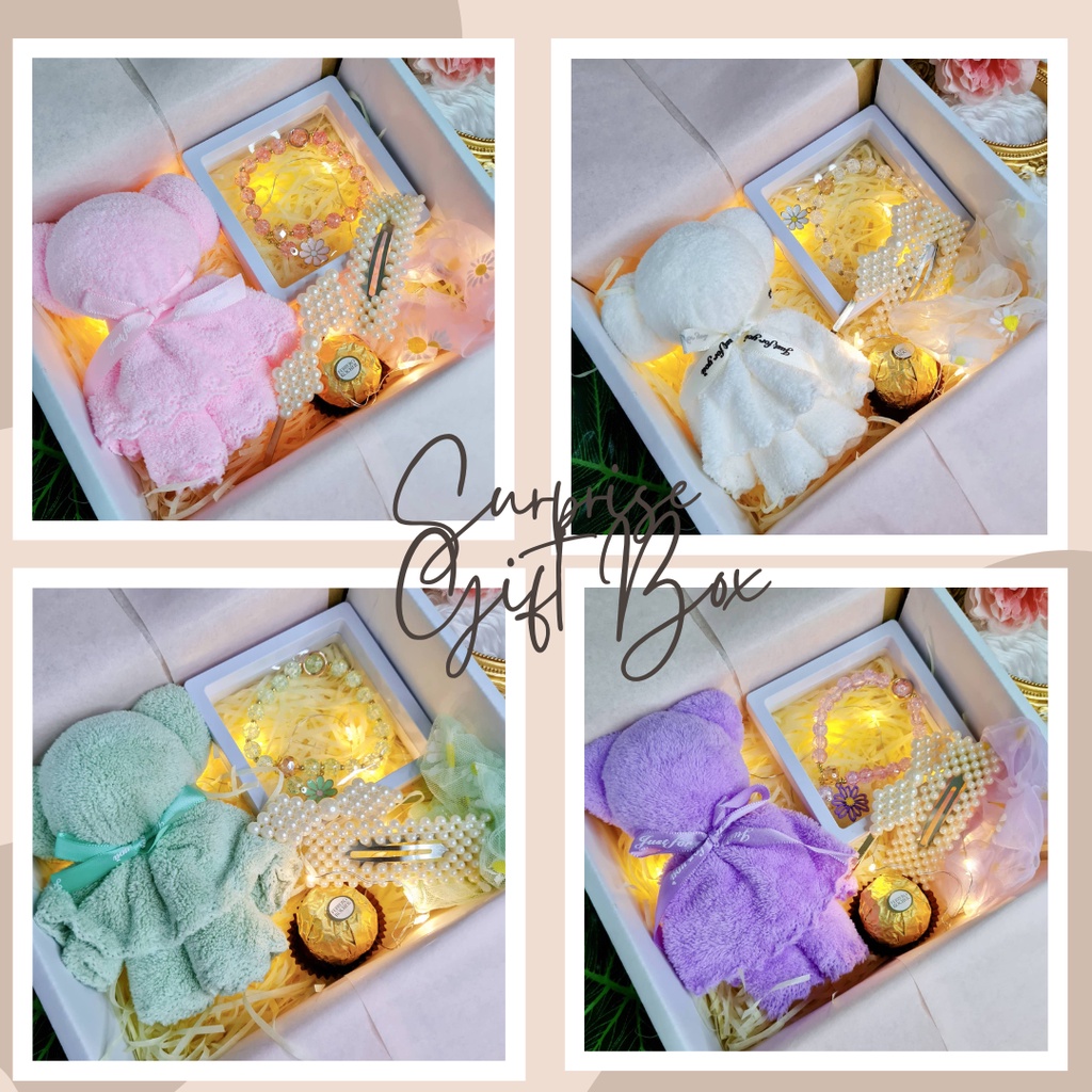 Surprise Gift Box Set Bracelet Scrunchie Hair Clip Accessories Towel ...
