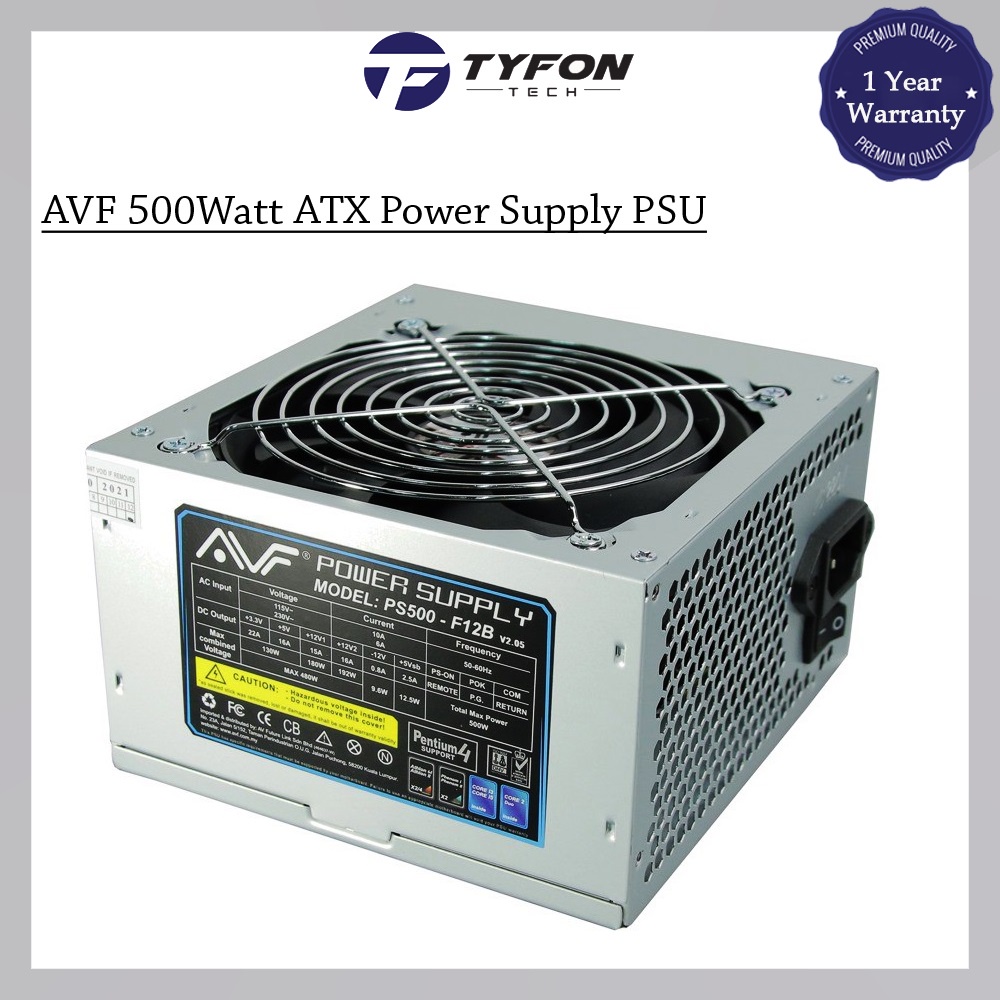 AVF 500Watt ATX Power Supply PSU with 12cm Fan PS500-F12BN | Shopee ...