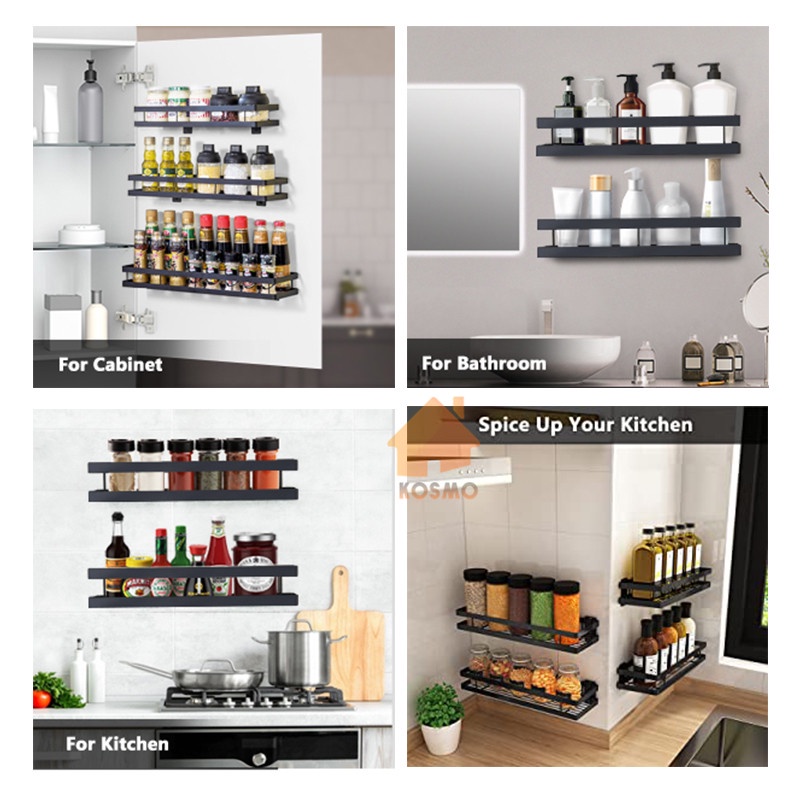 🔥Wall Mounted Kitchen Spice Rack Condiment Seasoning Rack Storage ...