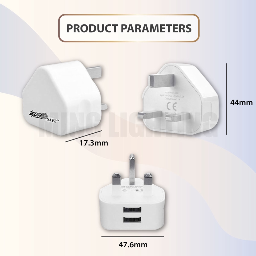 [sirim] 3 Way Multiple Adapter 3 Gang Pin Socket Plug Switch Multi Adaptor Charger Led Neon