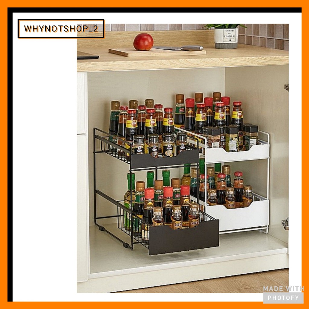 [Ready Stock] 2 Tier Sliding Drawer Pull Out Organizer Countertop ...