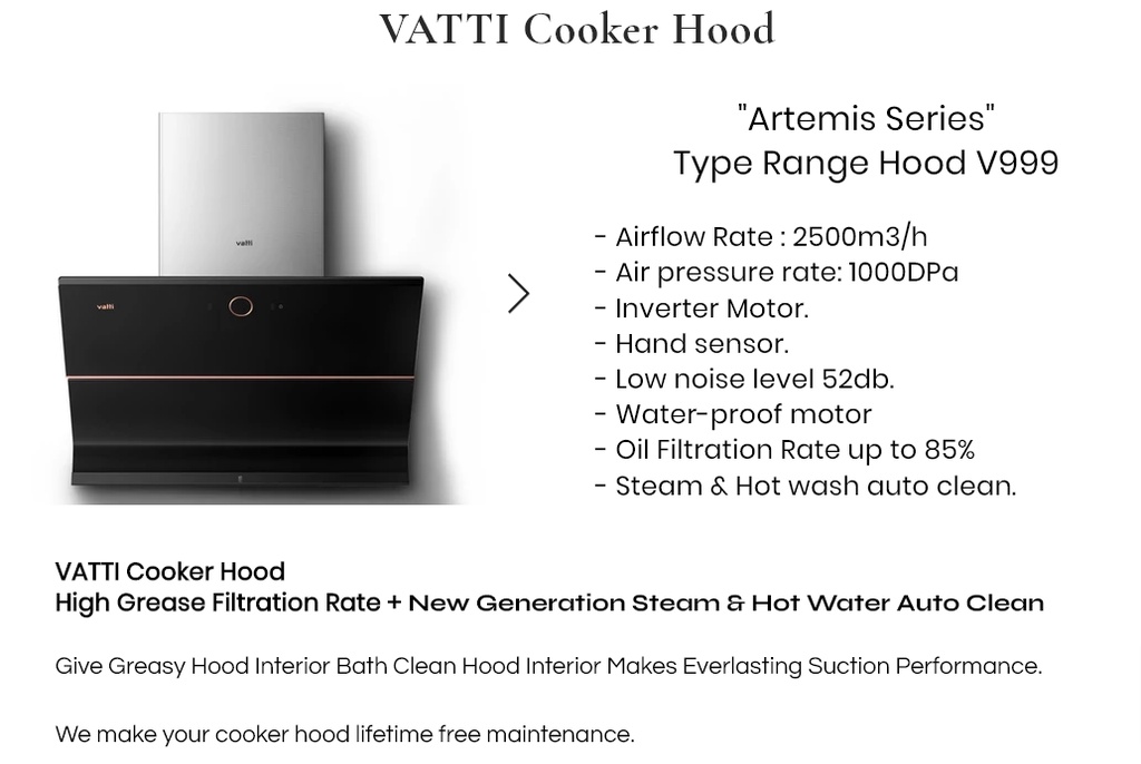 Vatti V999 "Artemis Series" Type Range Cooker Hood | ESH | Shopee Malaysia