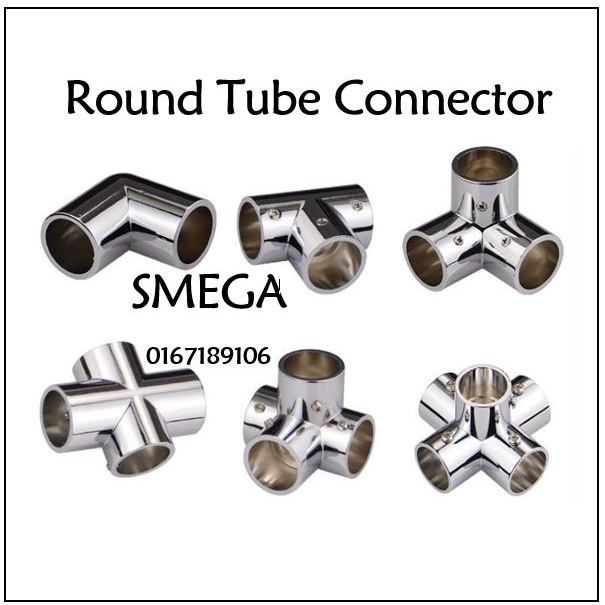 SMEGA Aluminium Round Tube Fitting Joint Connector Penyambung Bracket ...