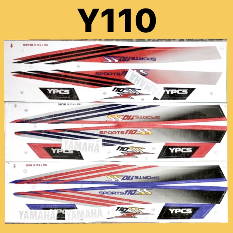 Yamaha Y110SS SS110 Y110 SS ( 1 ) Body Cover set Stripe Sticker Black ...