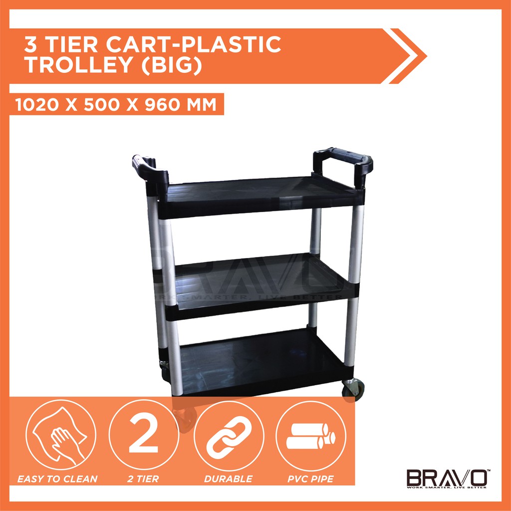Bravo Restaurant Dining 3 Tier Plastic Food Kitchen Trolley Cart (BIG ...