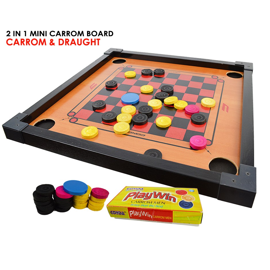2 in 1 Mini Carrom Board And Draught Set/Dam (48cm x 48cm) | Shopee ...