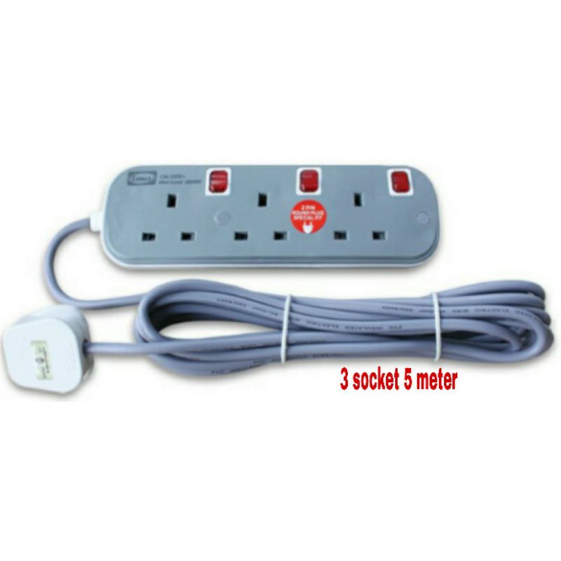 LEMAX LMX 3 Pin Extension Plug Socket SIRIM Approved with Special 2 Pin ...