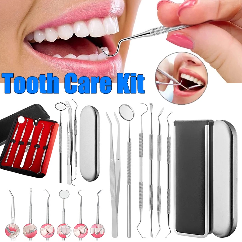 6pcs/5pcs Set Dental Mirror Tweezer Sickle Tartar Scaler Teeth Pick ...