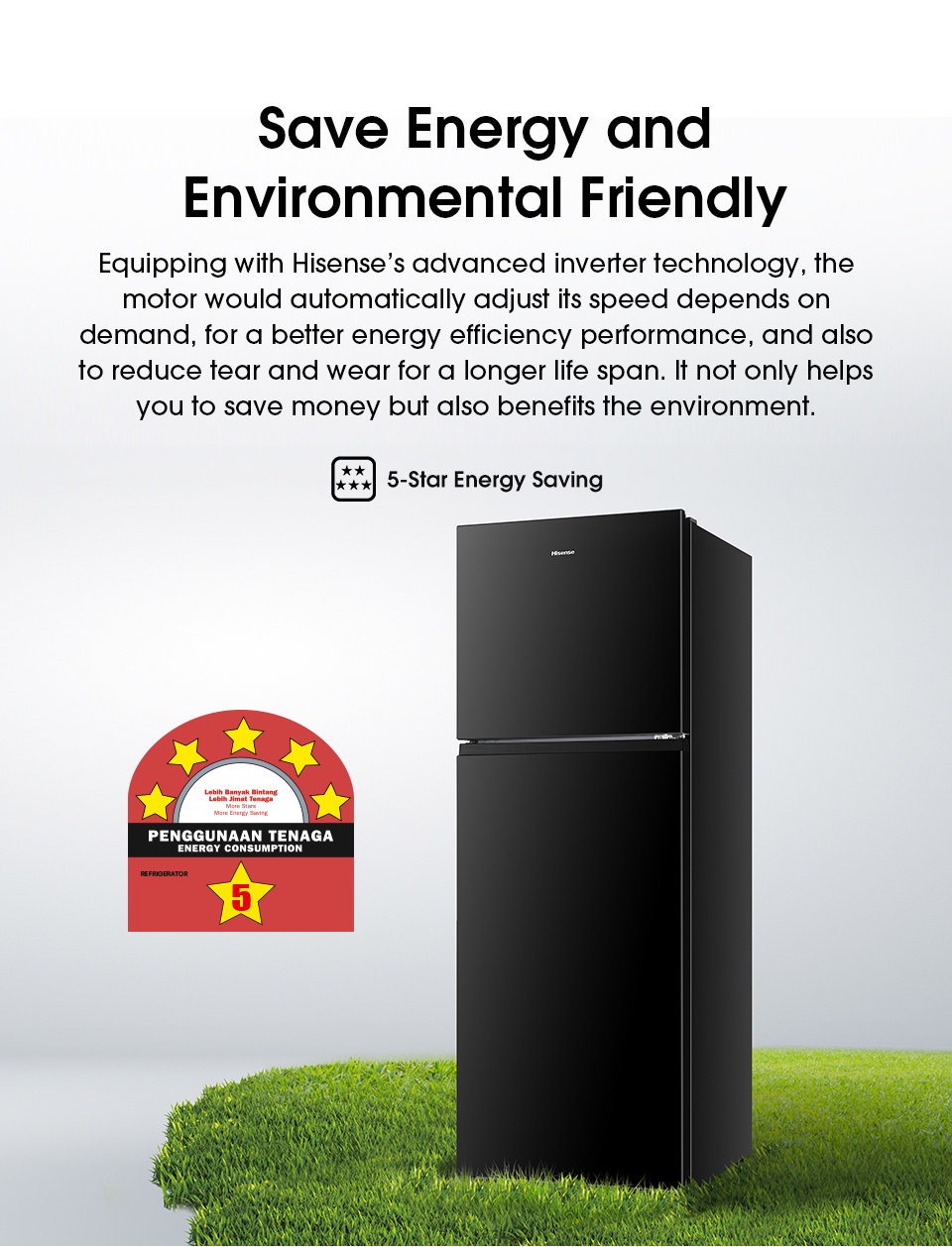 Hisense 420L 2 Door 5 STAR Top Mount Refrigerator / Fridge / Durable Inverter / Deodorizing ...