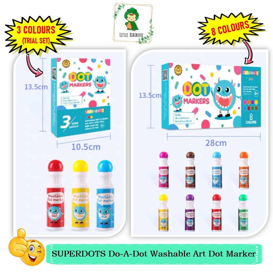 SUPERDOTS Do-A-Dot Washable Art Dot Marker 3 Colors (Trial Set) / 8 ...