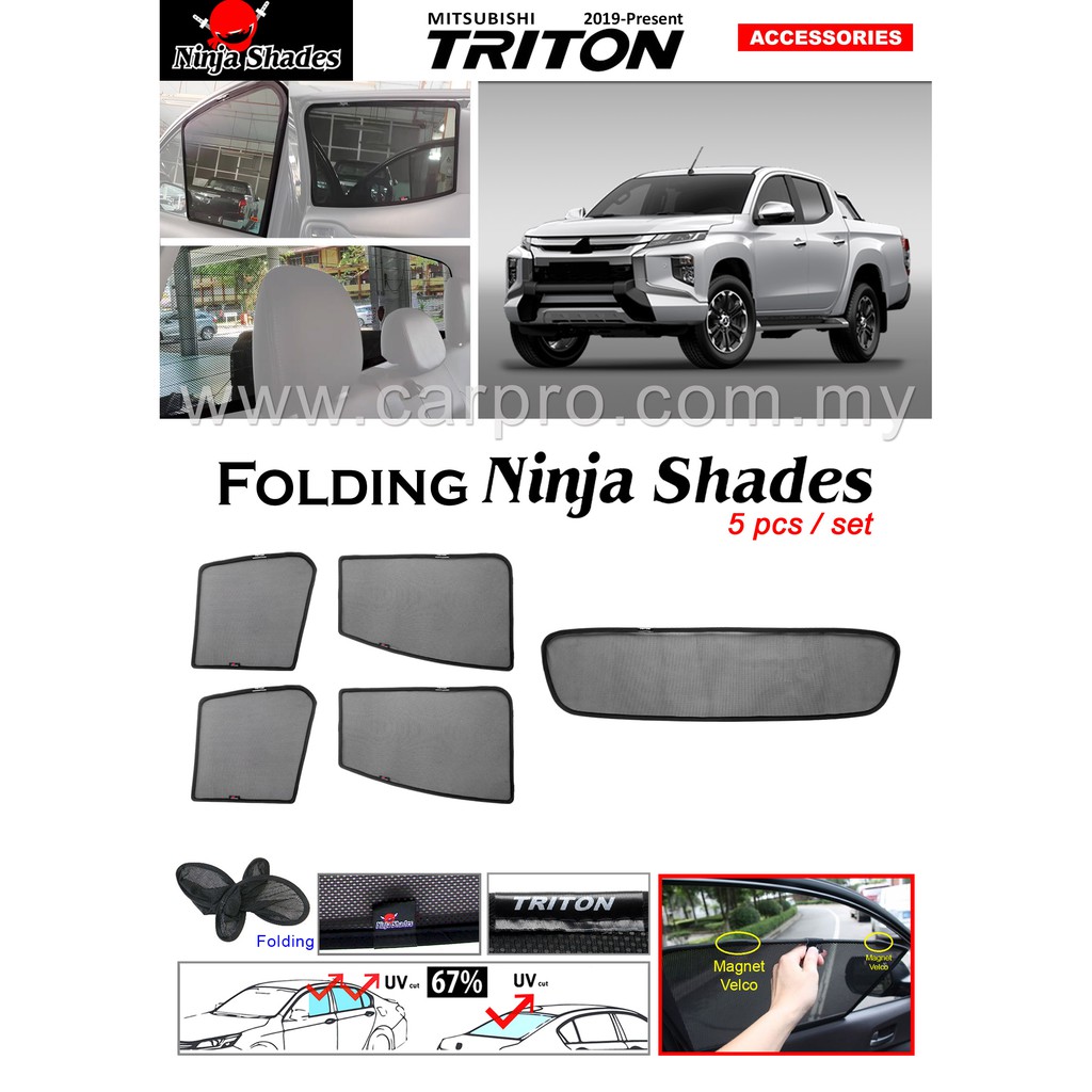 Mitsubishi Triton 2019 - 2022 Magnetic Ninja Shades Sunshade (5pcs) or ...