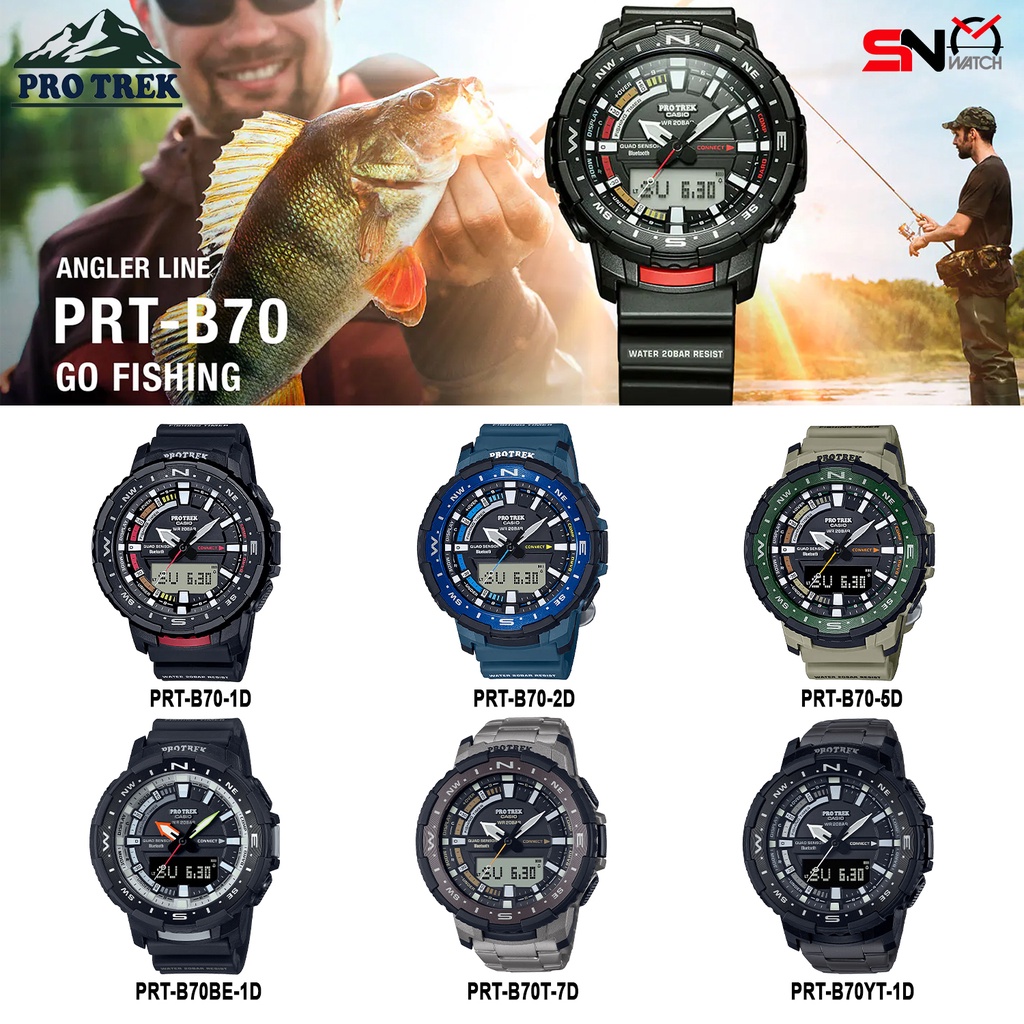 Casio Pro-Trek PRT-B70 Quad Sensor 200-meters water-resistant Bluetooth® Fishing Gear Ana-digit ...