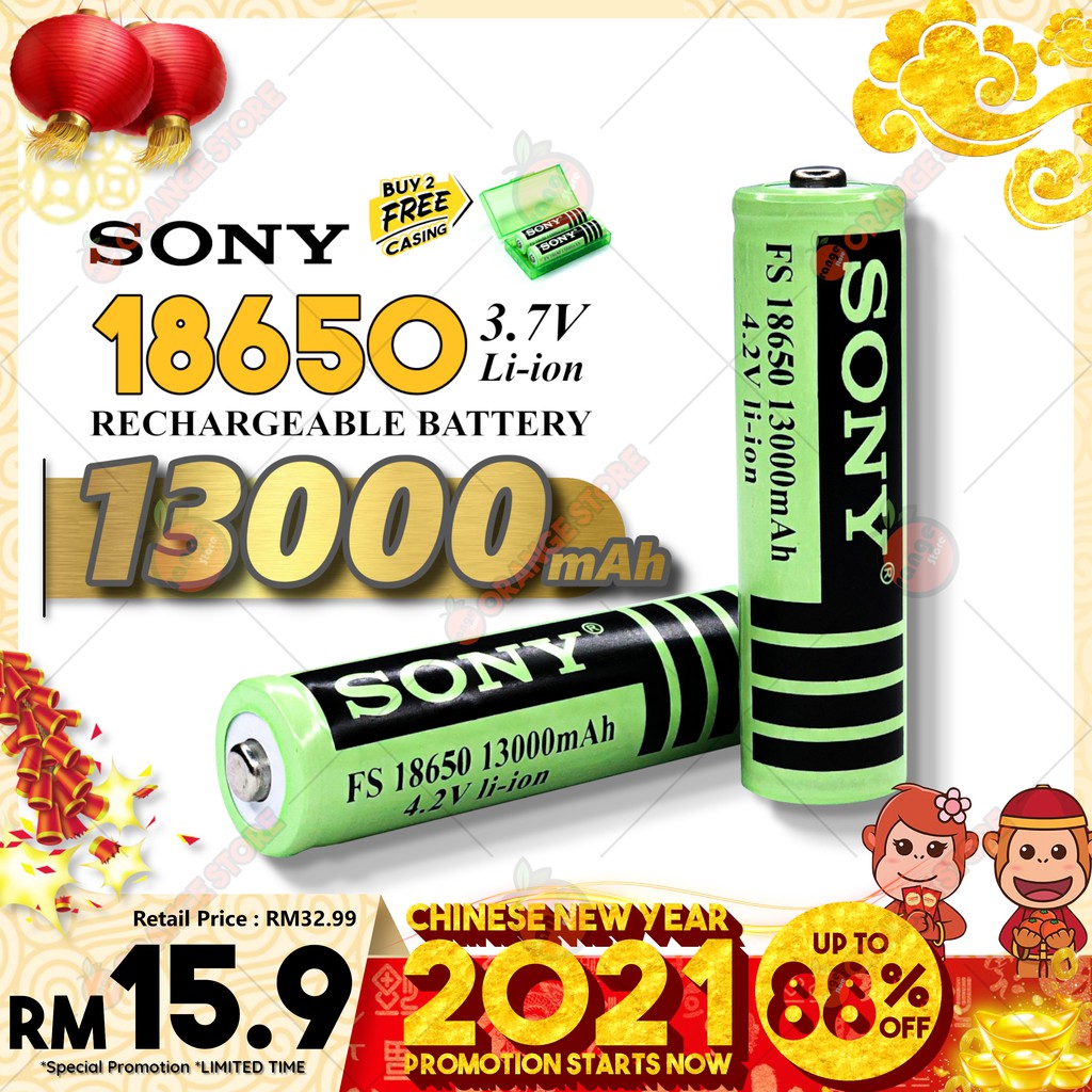 SONY 18650 Rechargeable Battery Flat Top / Button Top Bateri Cas Semula ...