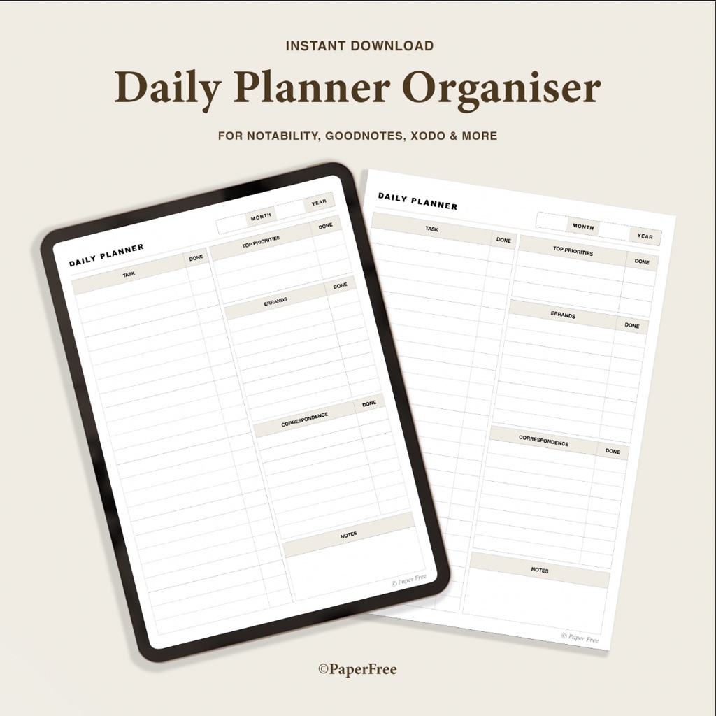 GoodNotes / Notability / Daily Planner Organiser / Printables PDF ...