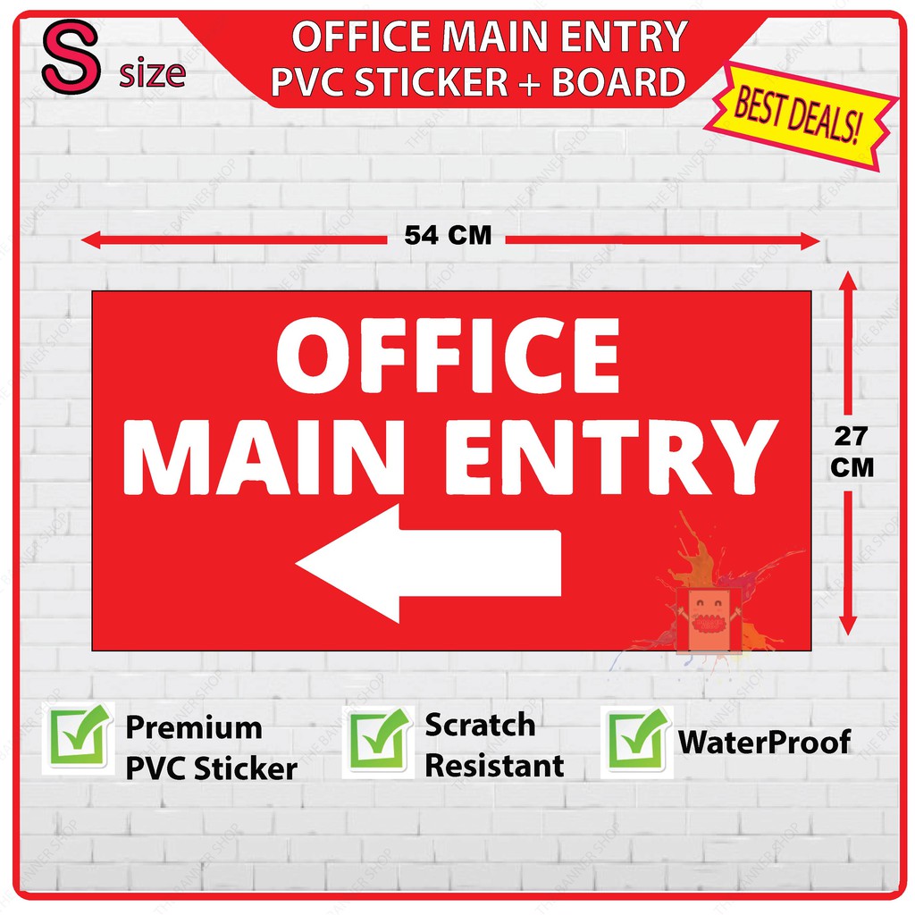 Office Main Entry Sign Left (Signs Sticker / Sticker + Board) | Shopee ...