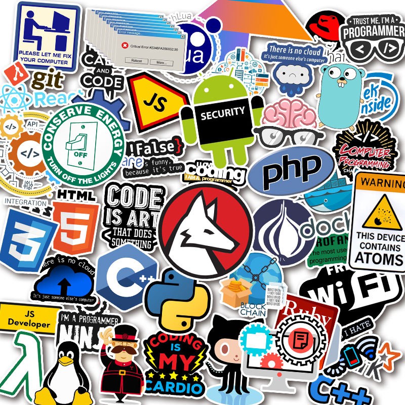 105pcs Programmer Sticker Laptop Tech Developer Decals C# C++,Pyt Pack ...