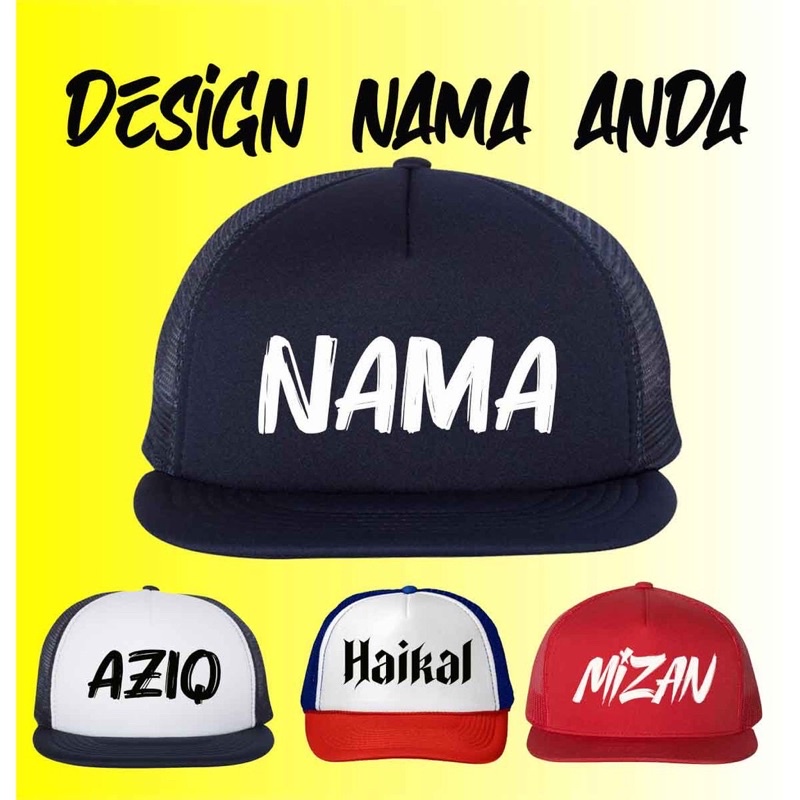 TOPI DEWASA & KANAK2 / Offer !!!. Topi Nama Sendiri/ Trucker Cap Nama ...