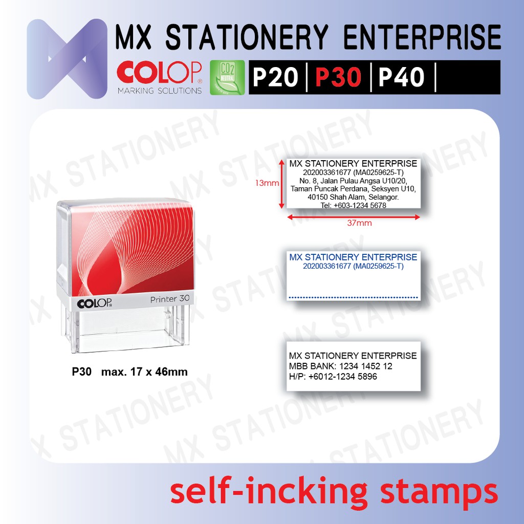 COLOP Stamp & Self-Inking & Chop Custom & Custom Made & Square & P20 P30 P40 | Shopee Malaysia