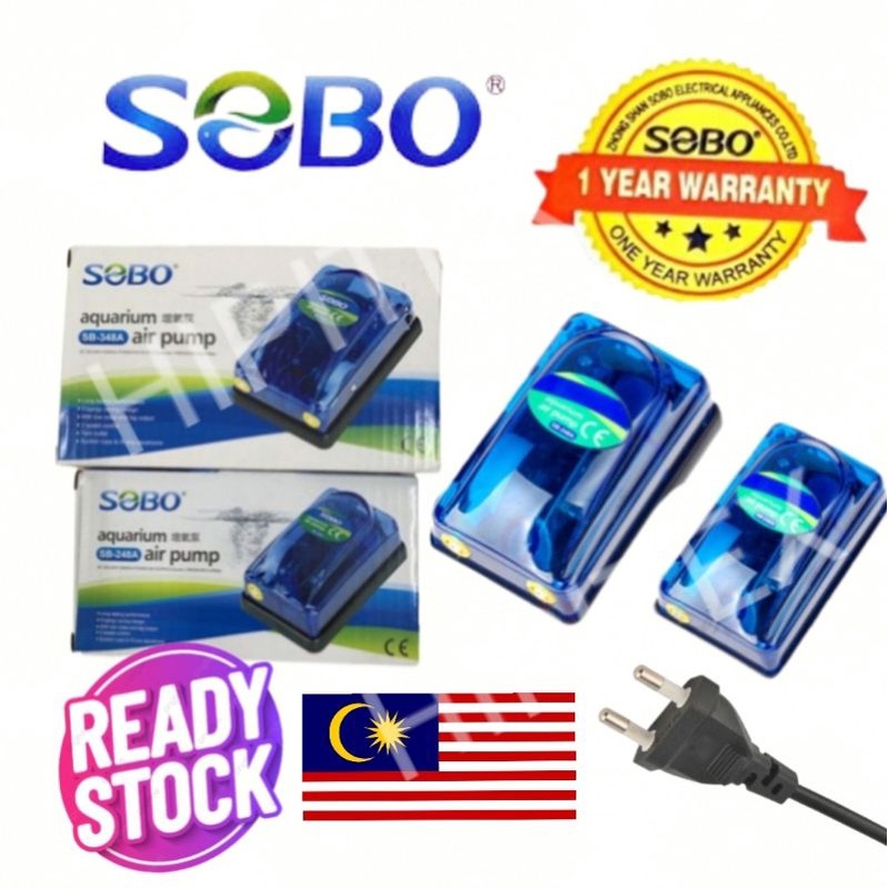 SOBO SB-348A/SB-248A/SB-108 Aquarium Air Pump Double Output warranty ...